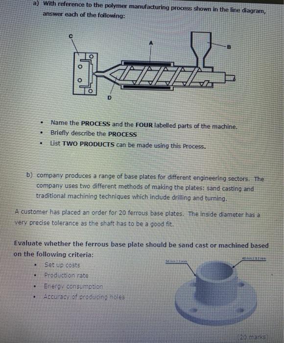 Solved a) with reference to the polymer manufacturing | Chegg.com