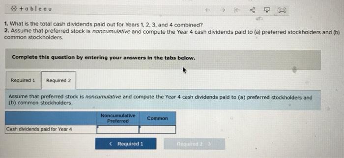 Solved Tableau DA 11-1: Quick Study, Dividends on | Chegg.com