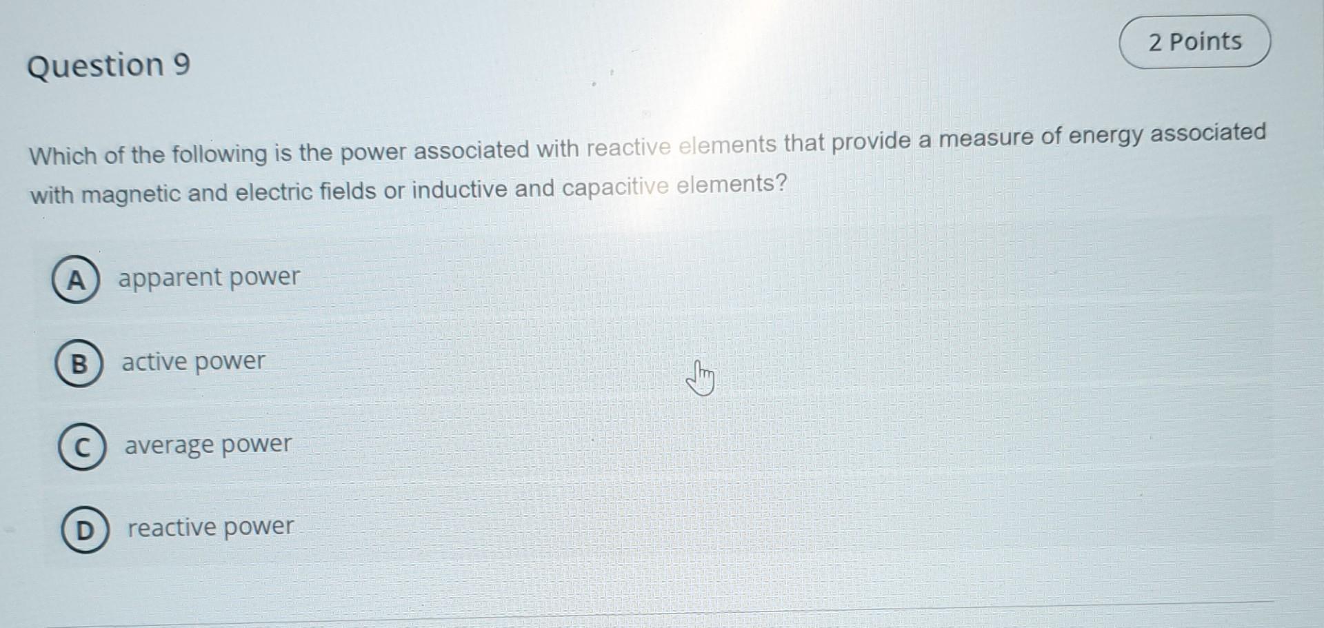 Solved Which of the following is the power associated with | Chegg.com