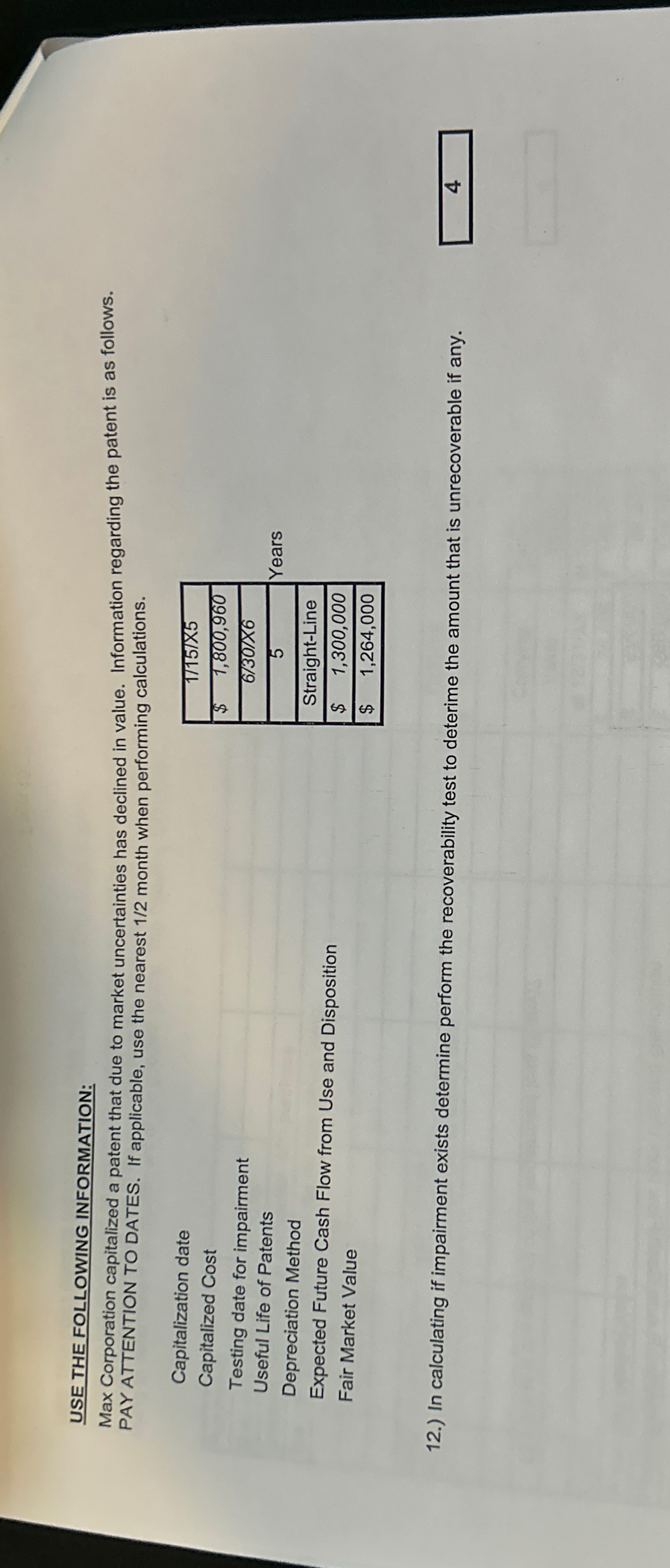 USE THE FOLLOWING INFORMATION:Max Corporation | Chegg.com