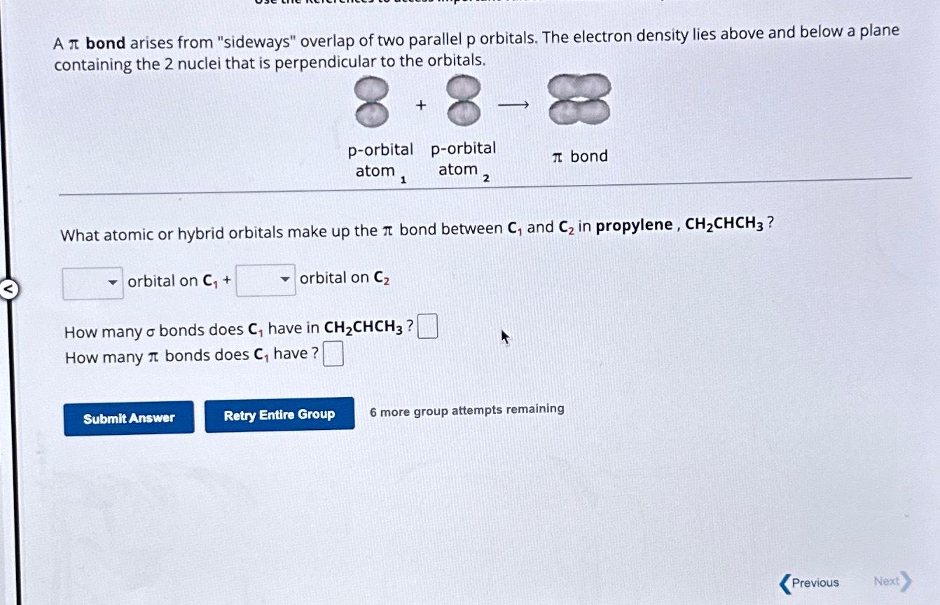 Solved A π ﻿bond arises from "sideways" overlap of two | Chegg.com