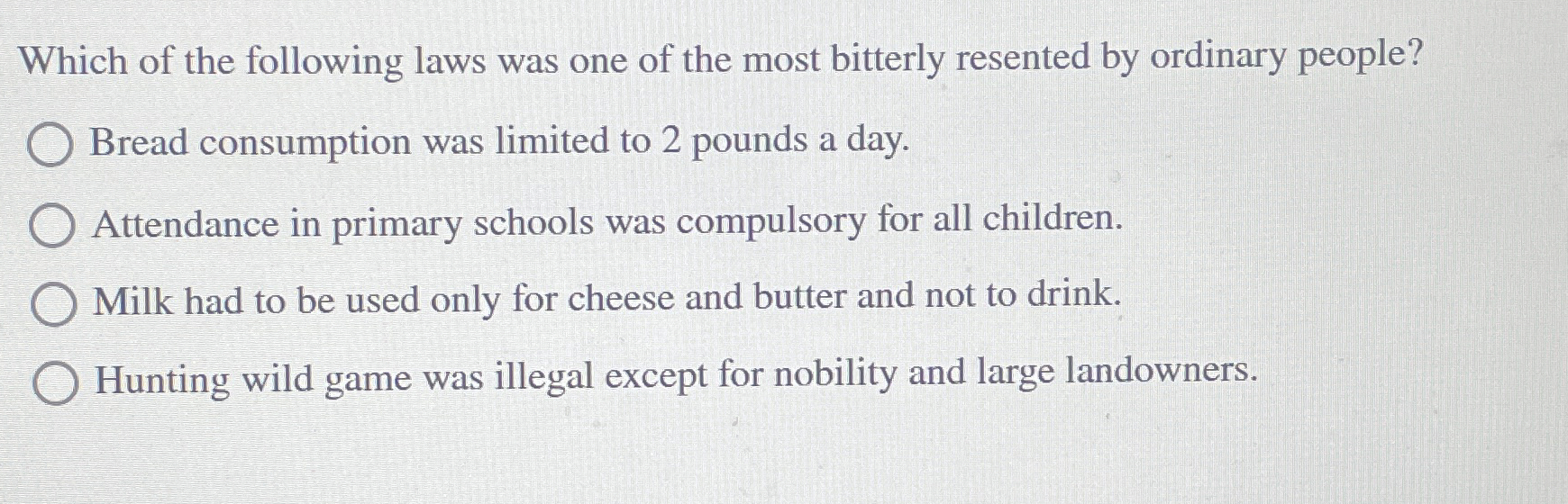 Solved Which of the following laws was one of the most | Chegg.com