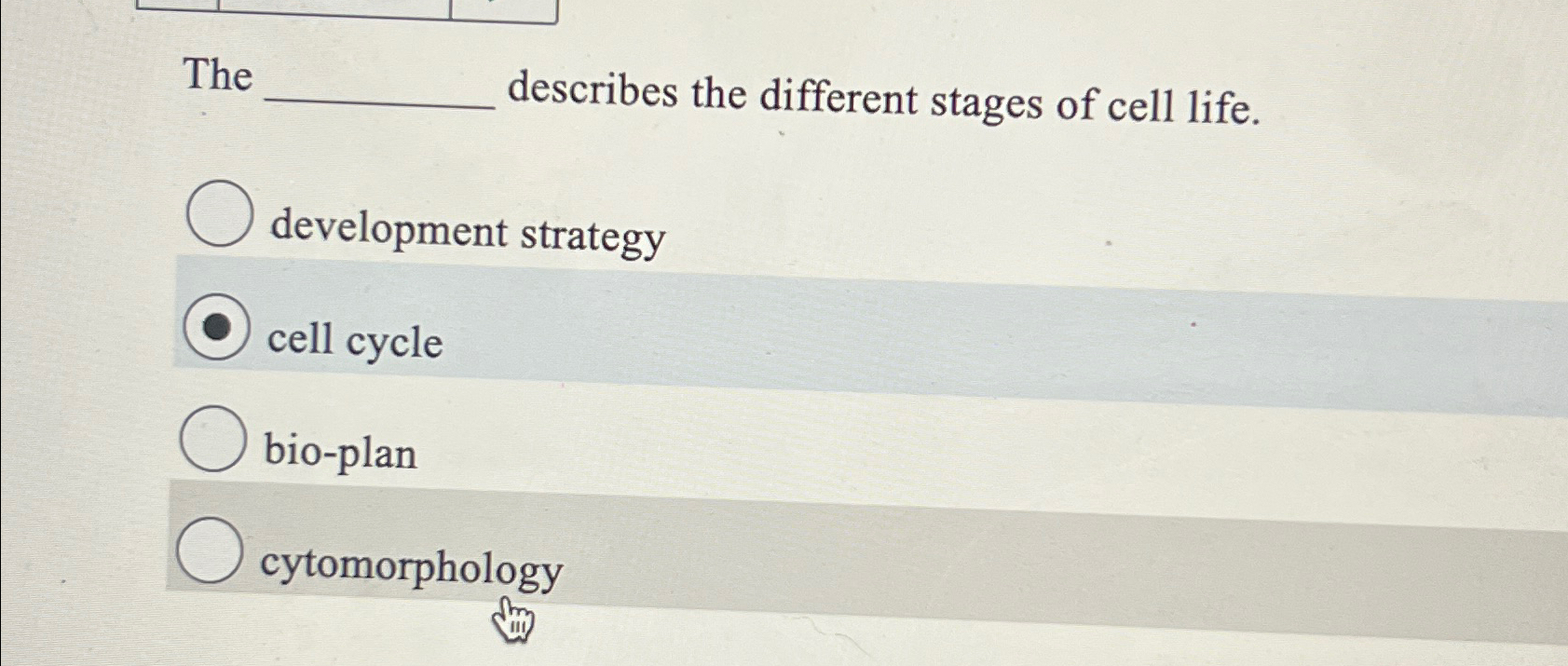 Solved The describes the different stages of cell | Chegg.com