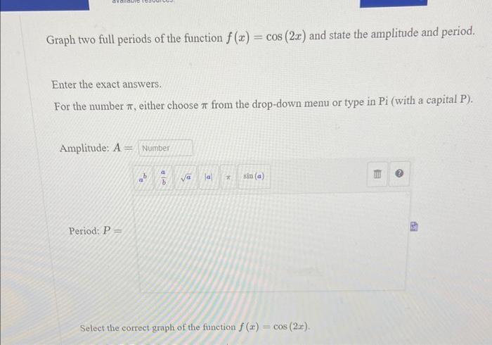 Solved Graph two full periods of the function f(x)=cos(2x) | Chegg.com