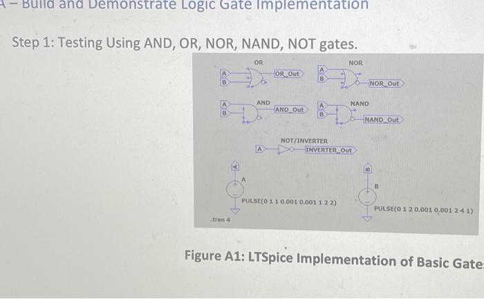 Solved Step 1: Testing Using AND, OR, NOR, NAND, NOT gates. | Chegg.com
