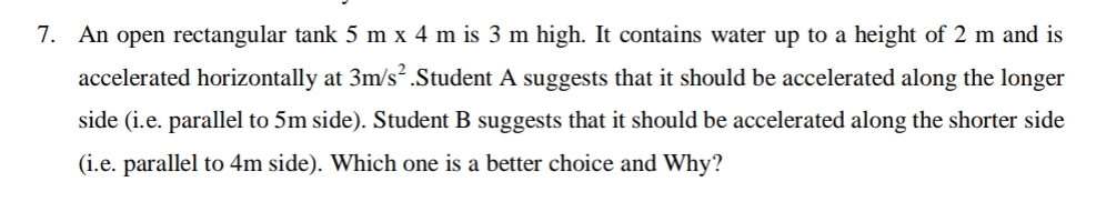 Solved An open rectangular tank 5m×4m ﻿is 3m ﻿high. It | Chegg.com