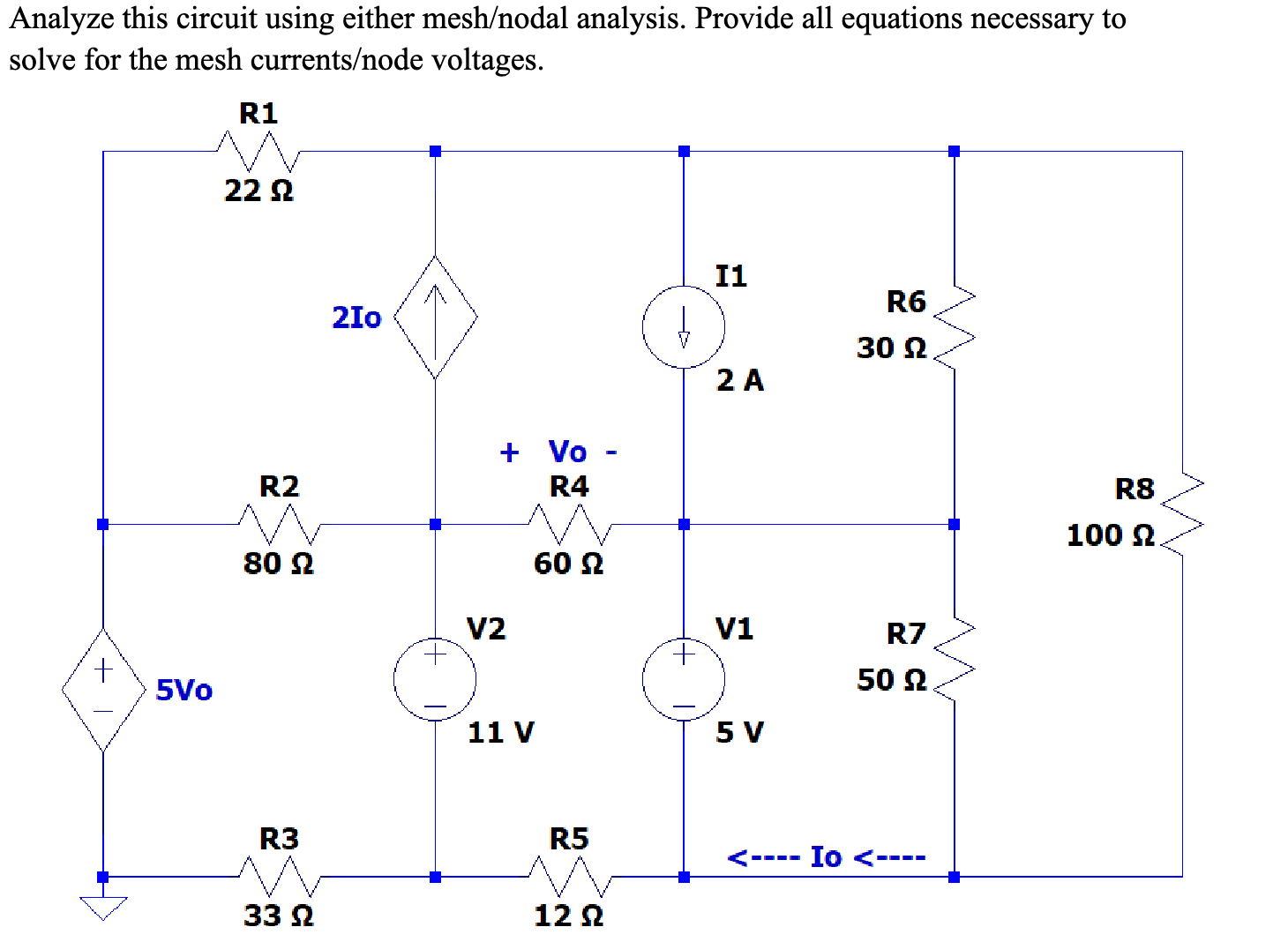 Solved Analyze this circuit using either mesh/nodal | Chegg.com