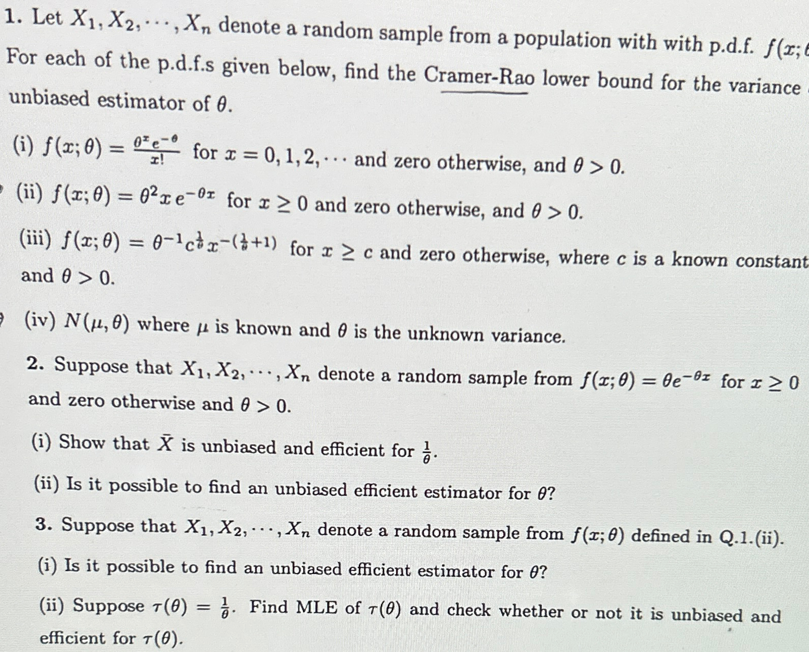 Solved Let x1,x2,cdots,xn denote a random sample from a | Chegg.com Solved Let x1,x2,cdots,xn denote a random sample from a | Chegg.com