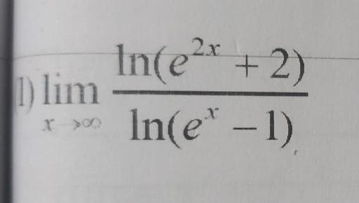 Solved limx→∞ln(ex−1)ln(e2x+2) | Chegg.com