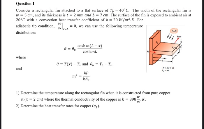 Solved Question 1 Consider a rectangular fin attached to a | Chegg.com