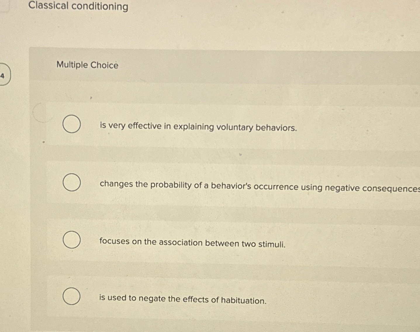 Solved Classical conditioningMultiple Choiceis very | Chegg.com