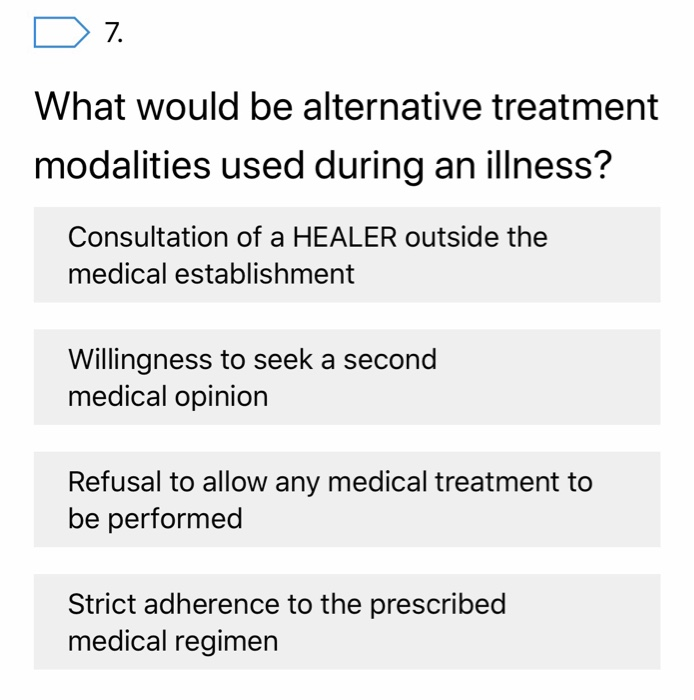 Solved 7. What would be alternative treatment modalities | Chegg.com
