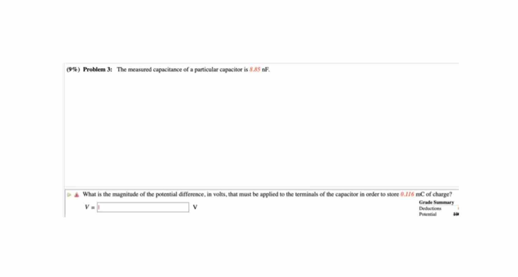 Solved (9%) ﻿Problem 3: The measured capacitance of a | Chegg.com