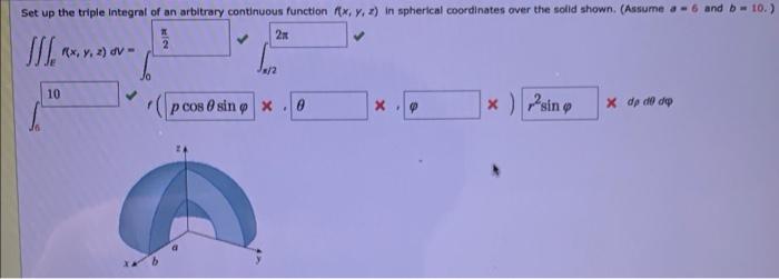 Solved Set up the triple Integral of an arbitrary continuous | Chegg.com