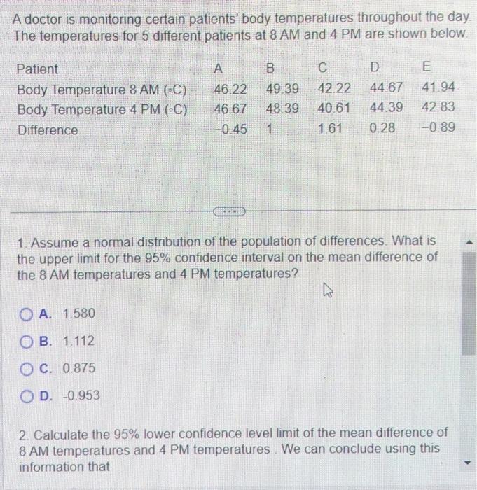 A doctor is monitoring certain patients' body | Chegg.com