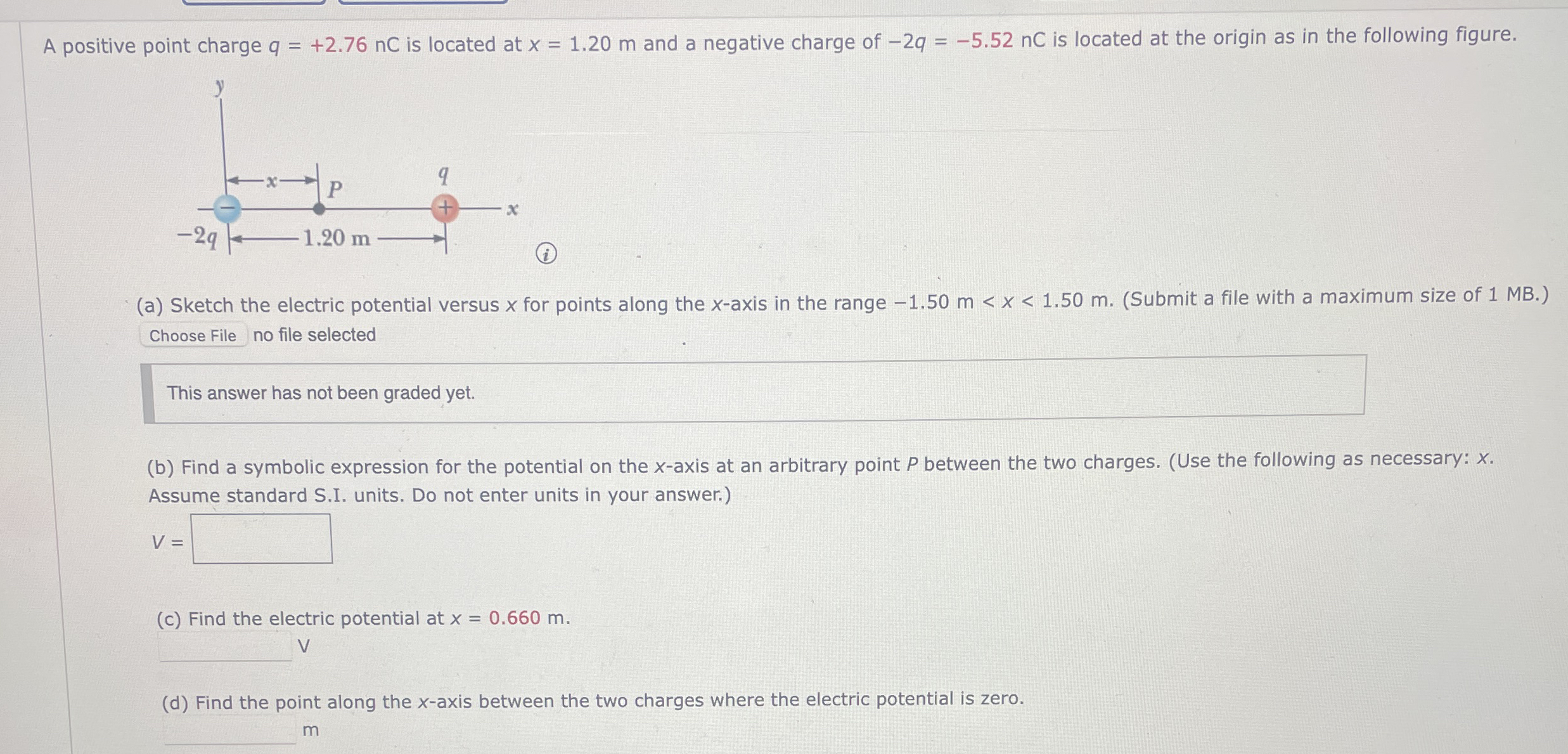 Solved A positive point charge q=+2.76nC ﻿is located at | Chegg.com