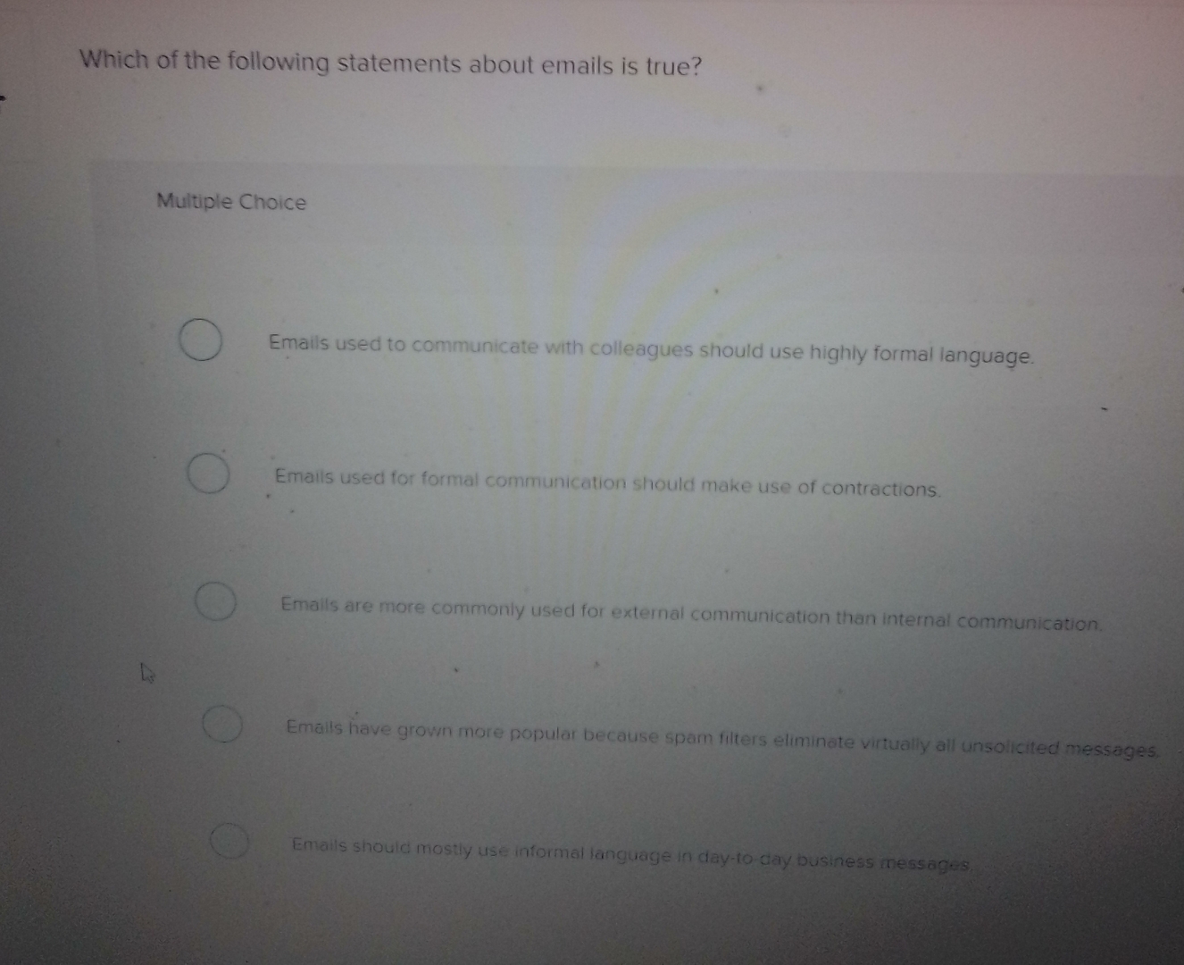 Solved Which of the following statements about emails is | Chegg.com