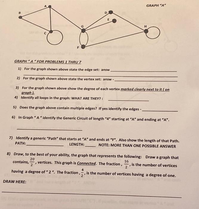 Solved 1) For the graph shown above state the edge set: answ | Chegg.com