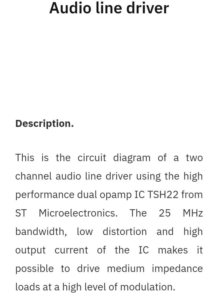 Audio line driver Description. This is the circuit | Chegg.com