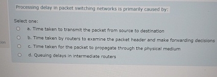 Solved Processing delay in packet switching networks is | Chegg.com
