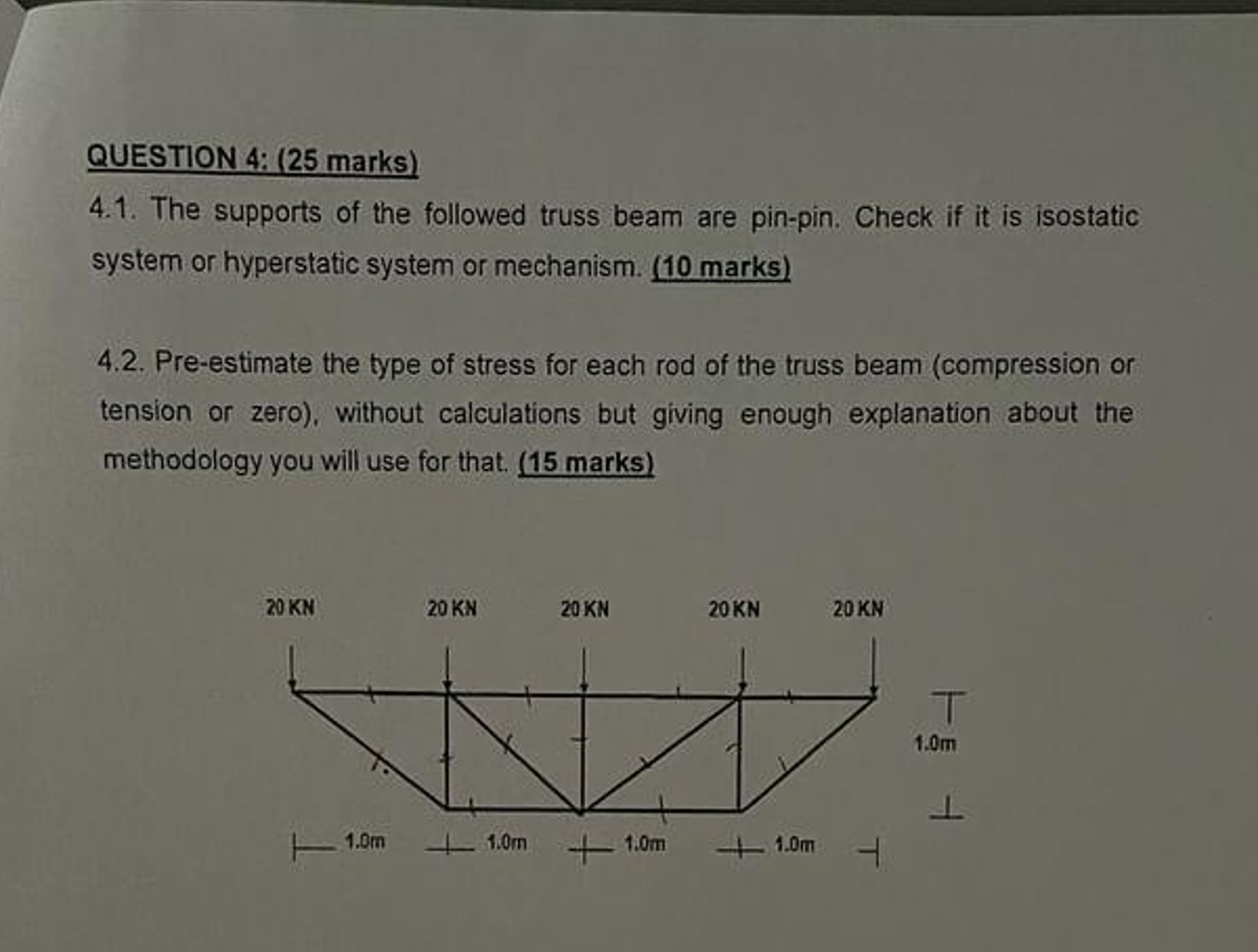 Solved QUESTION 4: (25 ﻿marks)4.1. ﻿The supports of the | Chegg.com