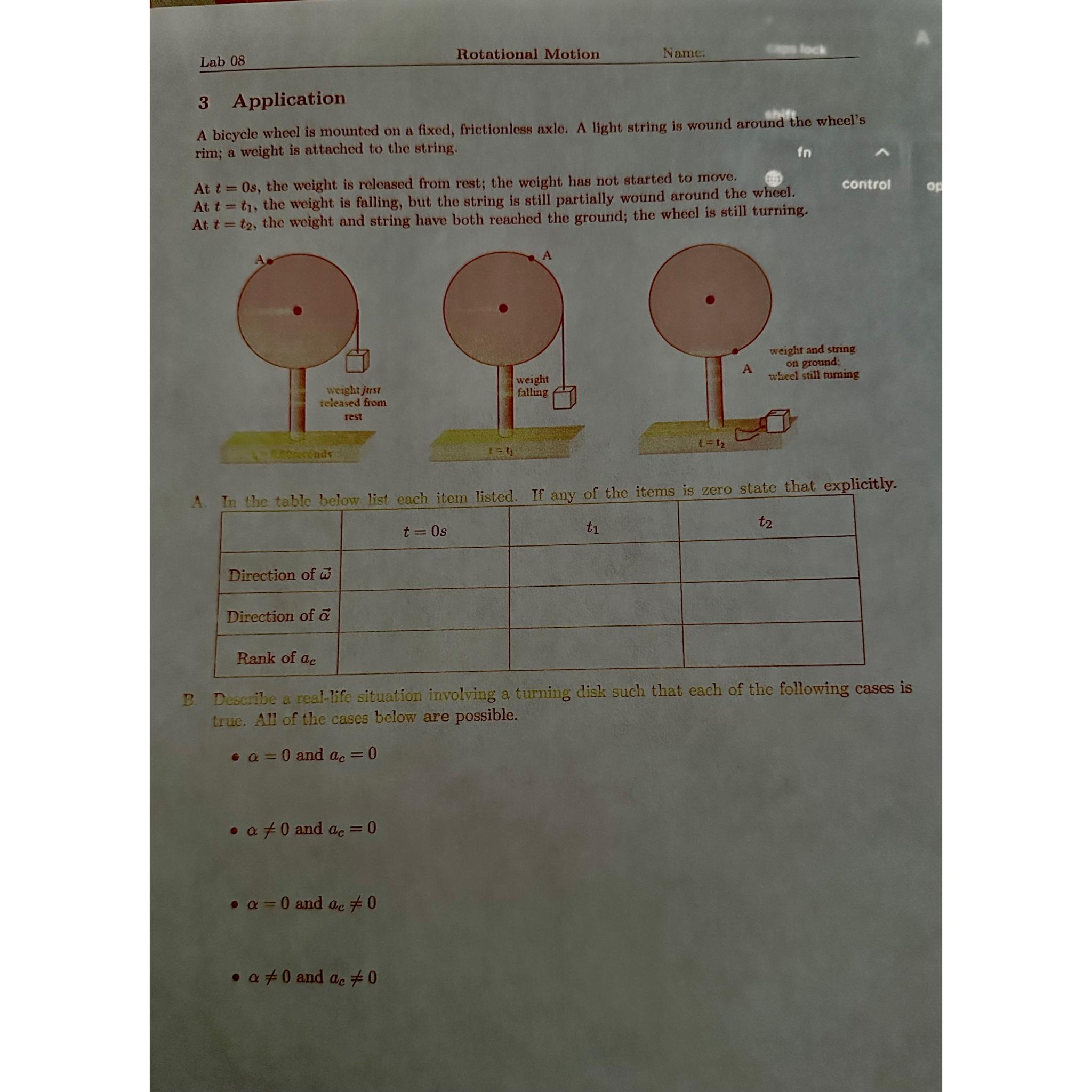 Solved Lab 08Rotational MotionName:3 ﻿ApplicationA bicycle | Chegg.com