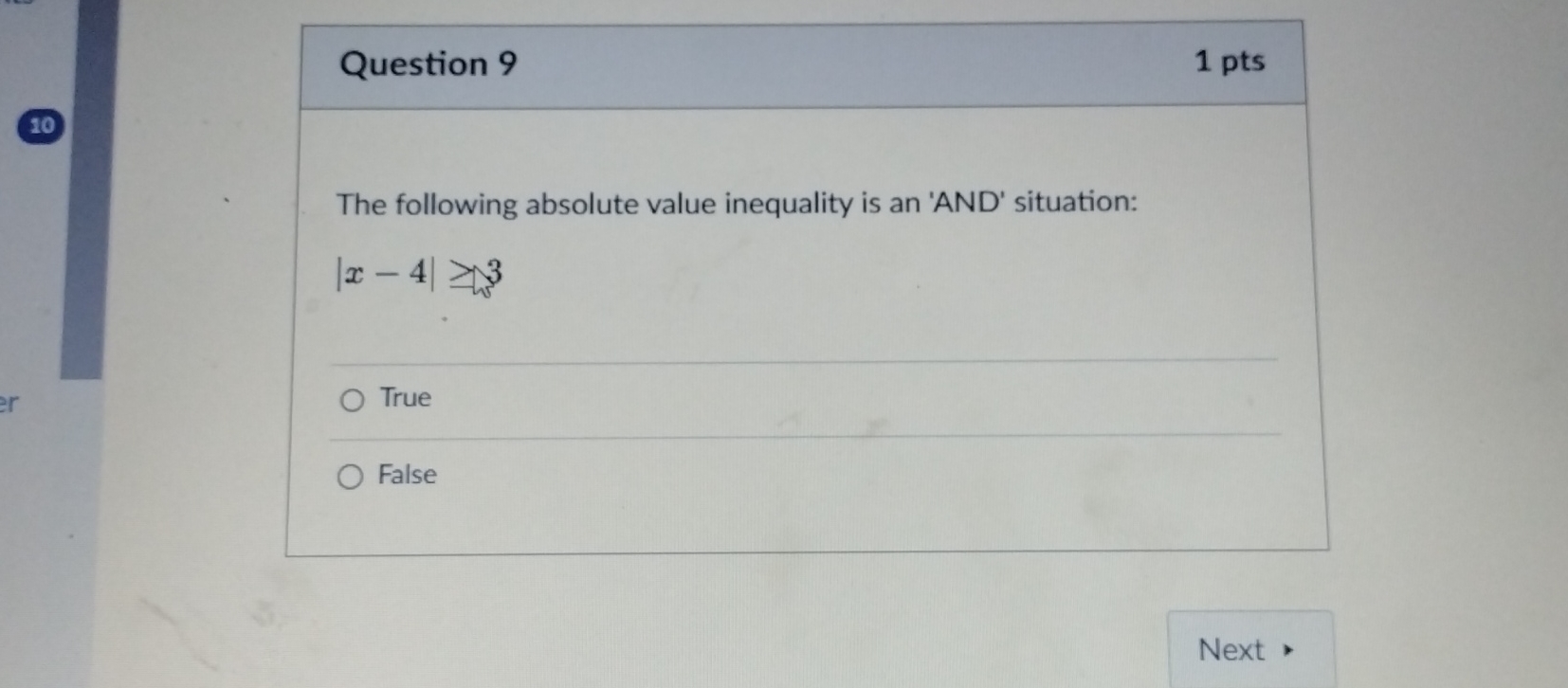 Solved Question 91ptsThe following absolute value inequality | Chegg.com