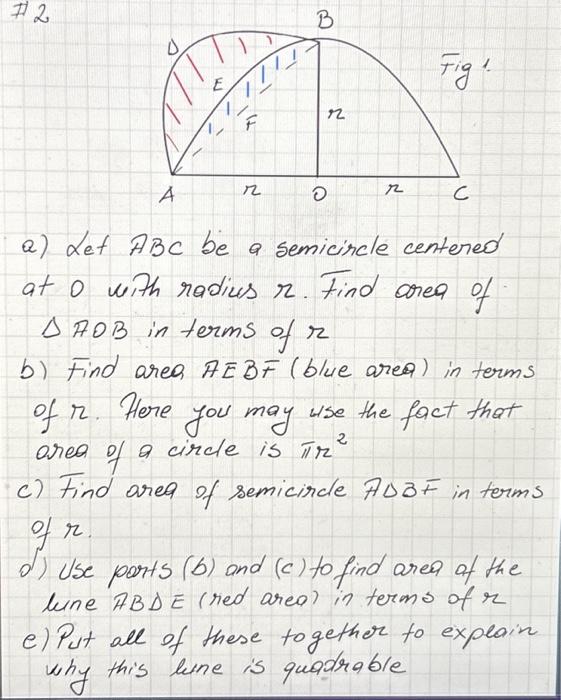 Solved a) Let ABC be a semicircle centered at O with radius | Chegg.com