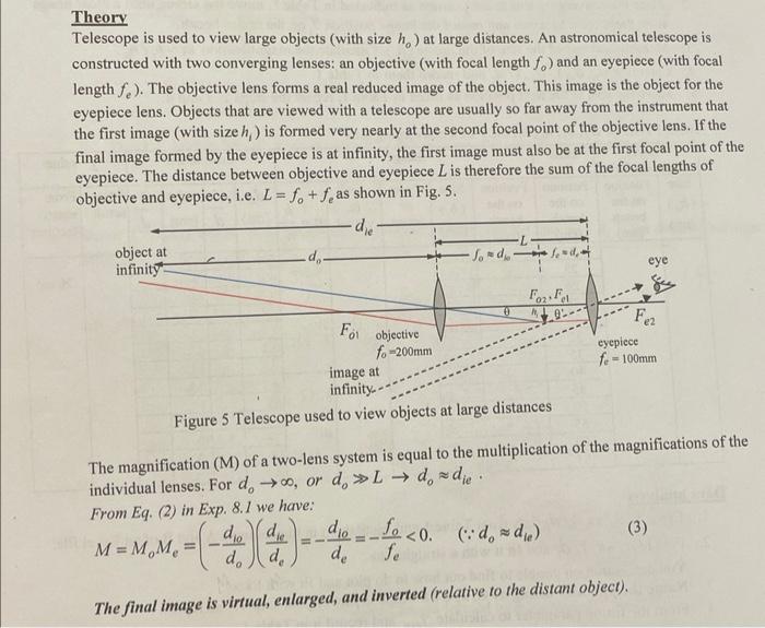 Solved 3. Exercise on 2-lens system used in Experiment 10.2 | Chegg.com