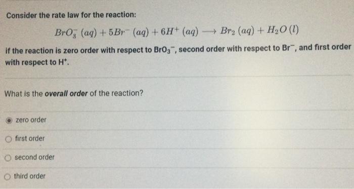 Solved Consider the rate law for the reaction: | Chegg.com