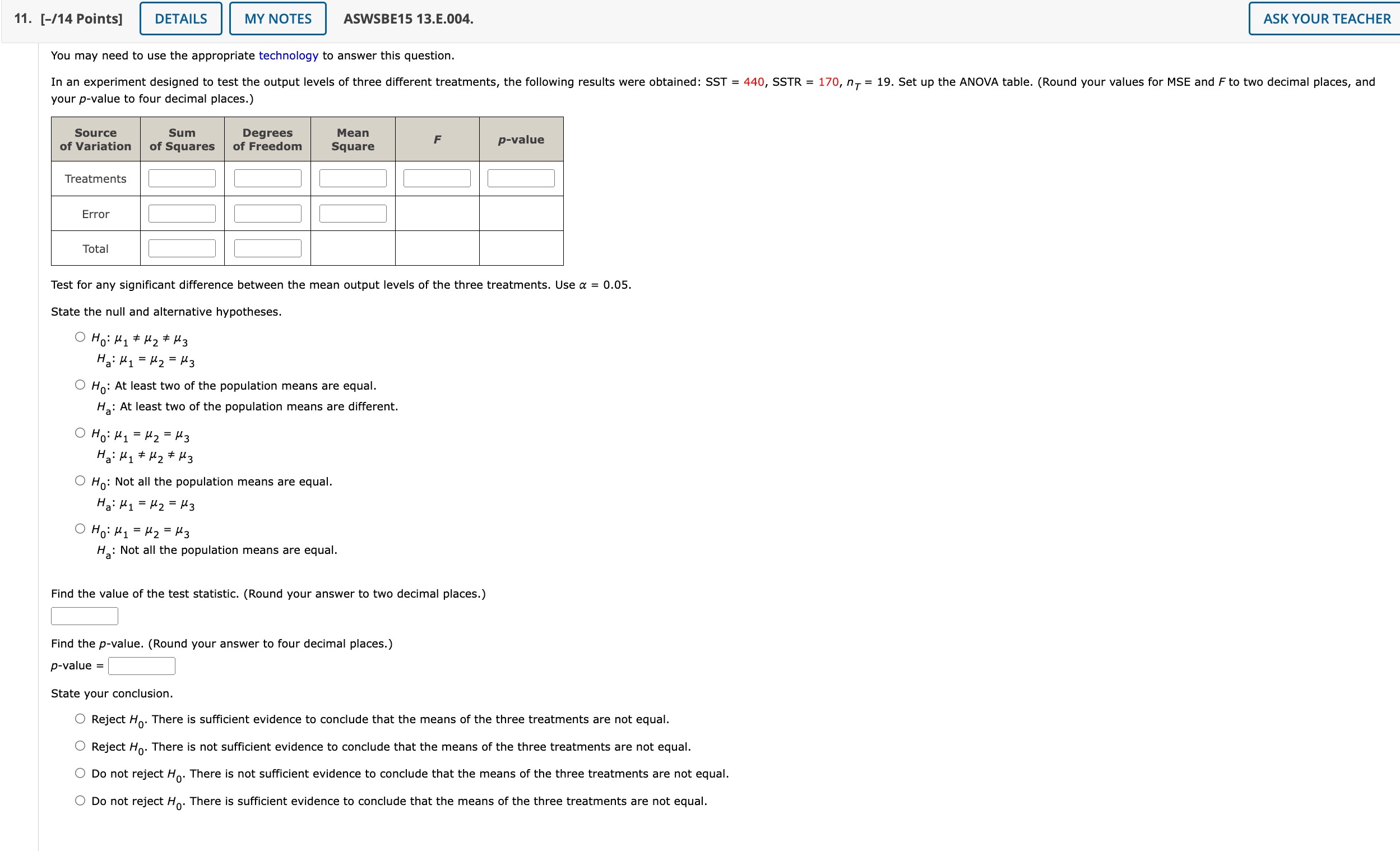 Solved [-/14 ﻿Points]ASWSBE15 13.E.004.You may need to use | Chegg.com