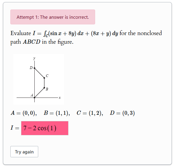 Solved Attempt 1: The answer is ﻿incorrect.Evaluate | Chegg.com