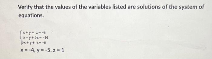Solved Verify that the values of the variables listed are | Chegg.com