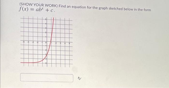 Solved (SHOW YOUR WORK) Find an equation for the graph | Chegg.com