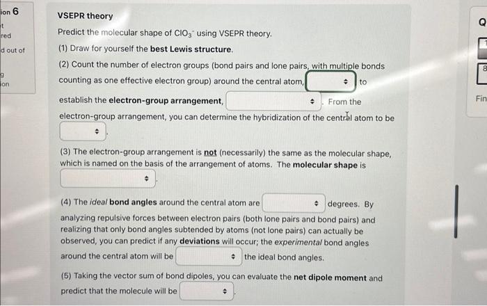 Solved VSEPR theory Predict the molecular shape of | Chegg.com