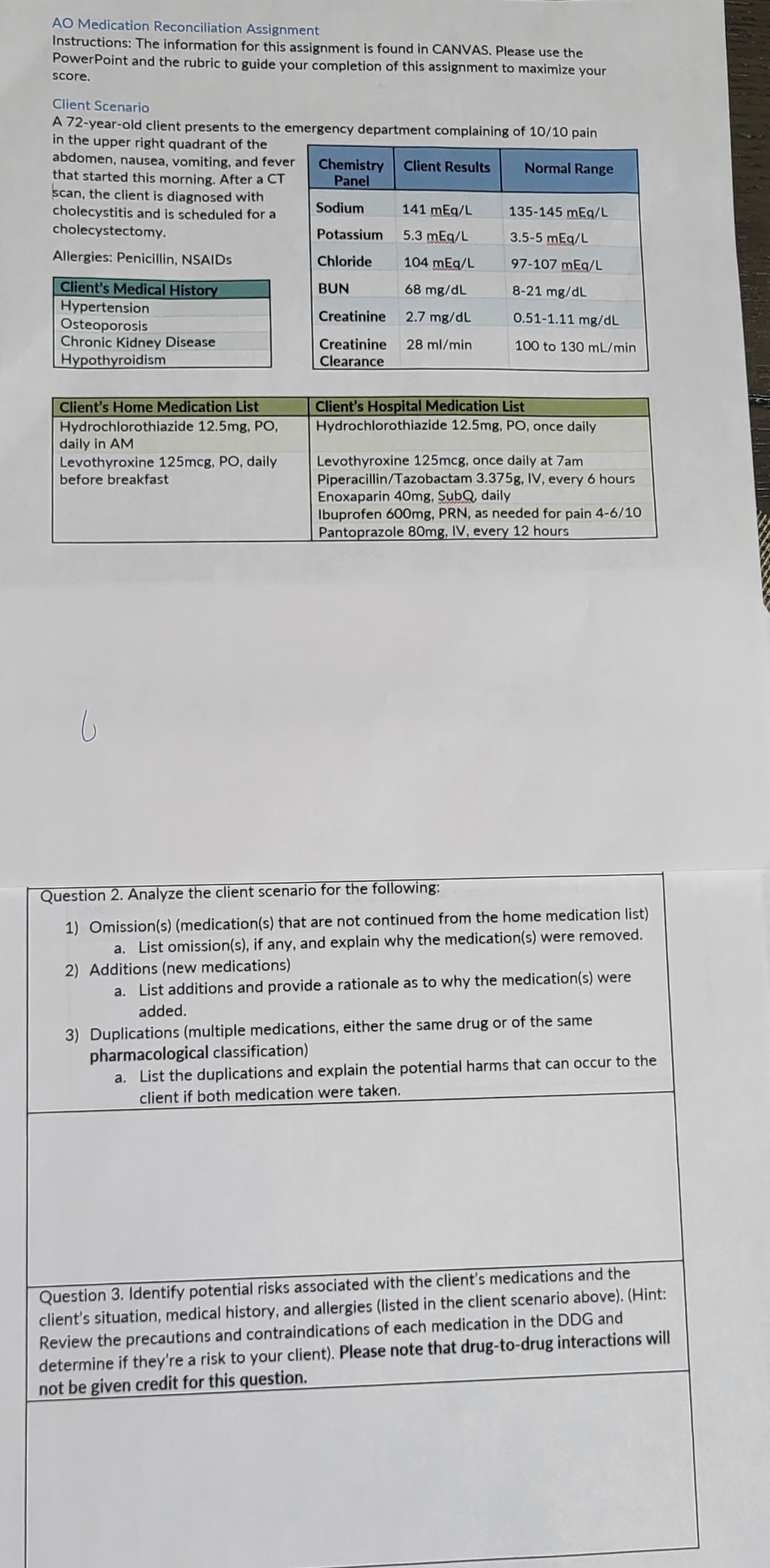Solved AO Medication Reconciliation AssignmentInstructions: | Chegg.com