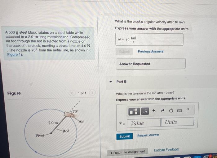 Solved What is the block's angular velocity after 10 rev? | Chegg.com