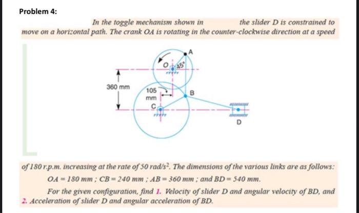 Solved Problem 4: In the toggle mechanism shown in the | Chegg.com