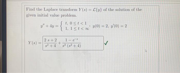 Solved Find the Laplace transform Y(s)=L{y} of the solution | Chegg.com