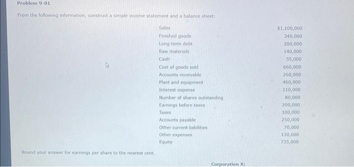 Solved From the following information, construct a simple | Chegg.com