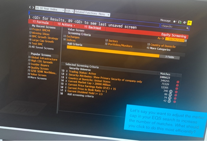 Solved US 10 Year Index EOS - Related Functions Menu | Chegg.com