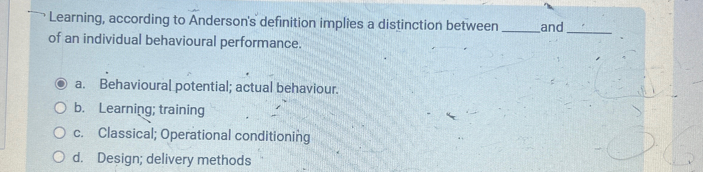 Solved Learning, according to Anderson's definition implies | Chegg.com