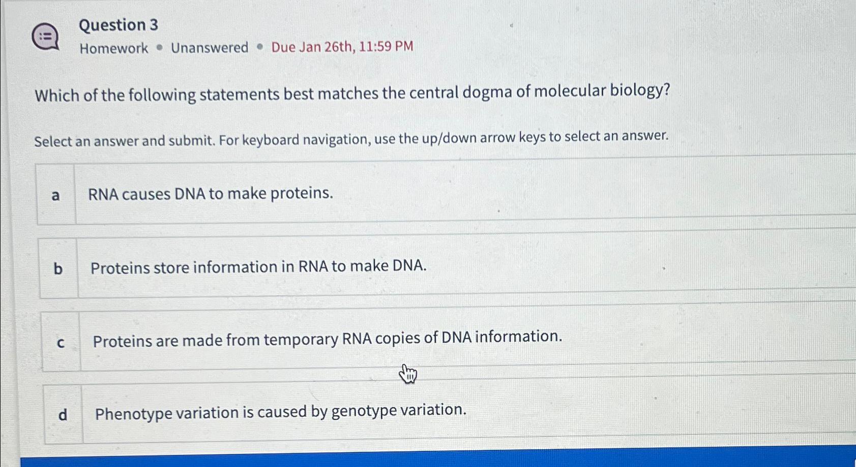 Solved Question 3Homework * ﻿Unanswered * ﻿Due Jan | Chegg.com