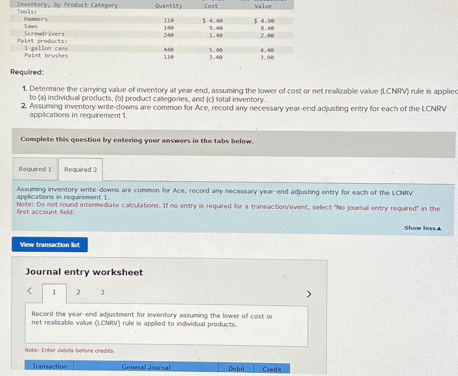 Solved Inventory, by Product | Chegg.com