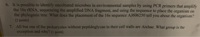 Solved 6. It is possible to identify uncultured microbes in | Chegg.com