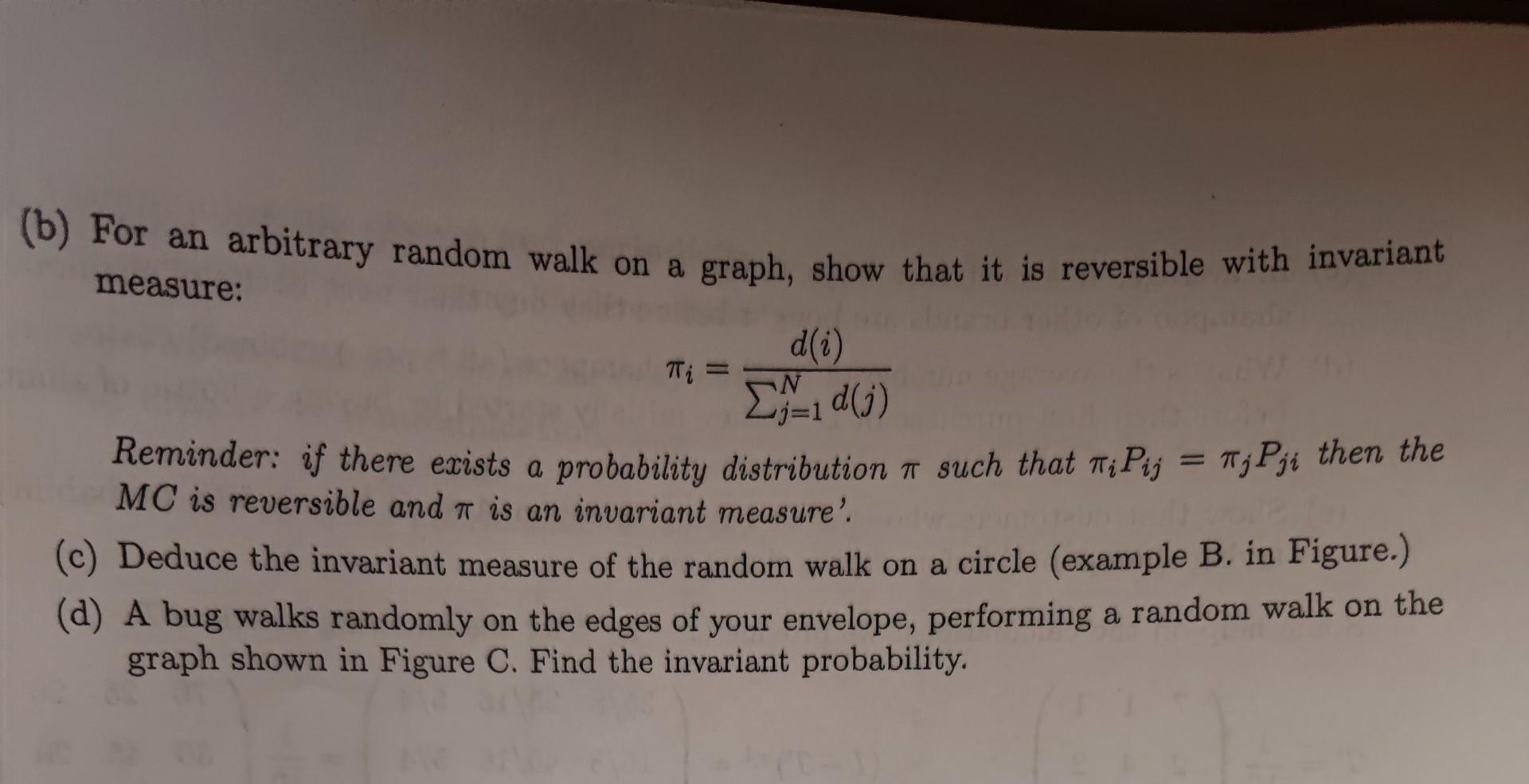 3. Random walk on a graph. Consider a graph made of N | Chegg.com