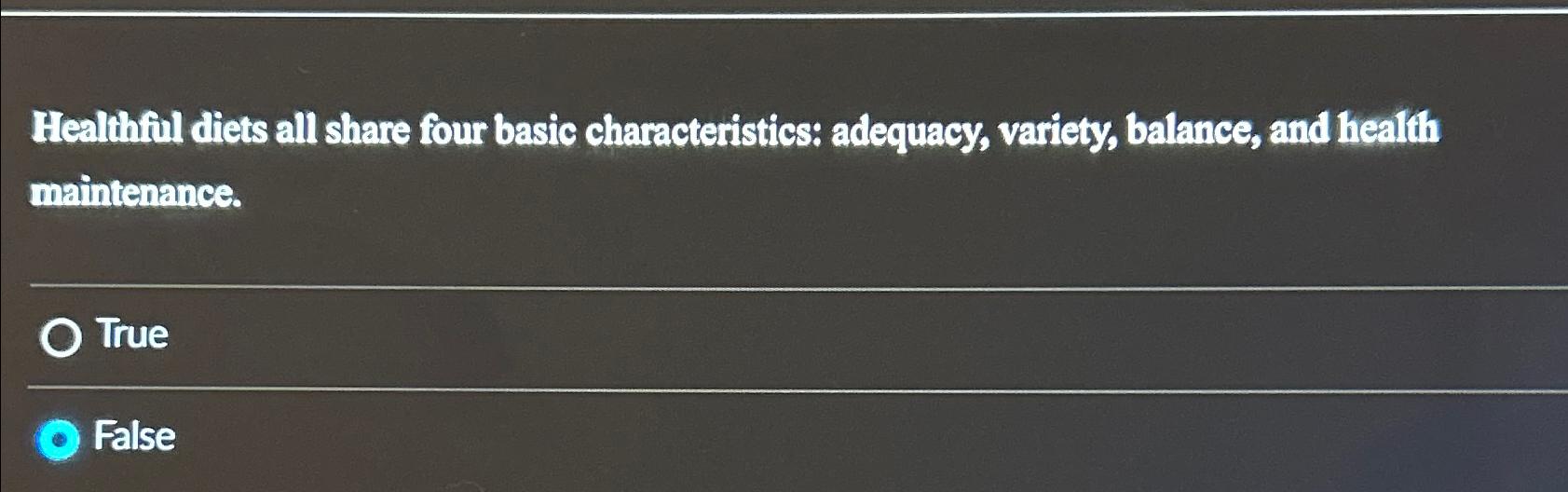 Solved Healthful diets all share four basic characteristics: | Chegg.com
