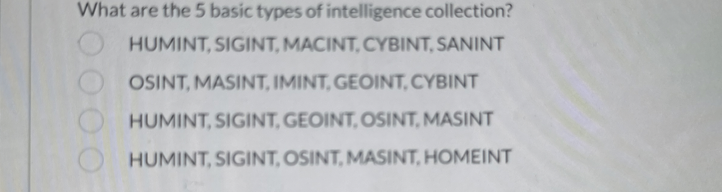 Solved What are the 5 ﻿basic types of intelligence | Chegg.com