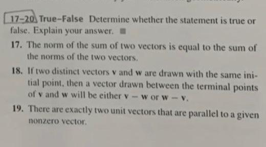 Solved 17-20. True-False Determine whether the statement is | Chegg.com