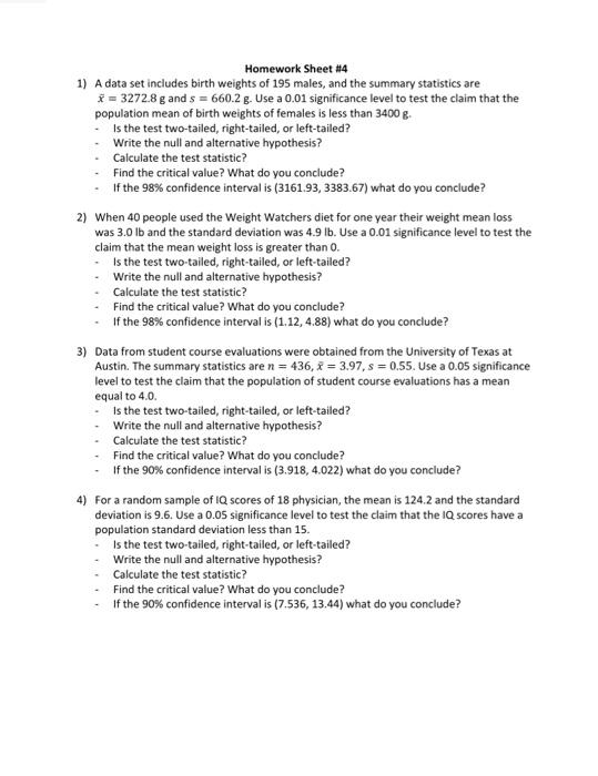 Solved Homework Sheet 4 1 A Data Set Includes Birth